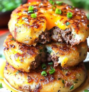 Cheesy Beef Stuffed Potato Cakes - All Recipes