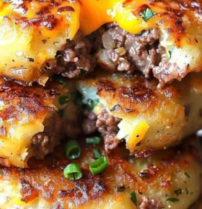 Cheesy Beef Stuffed Potato Cakes - All Recipes