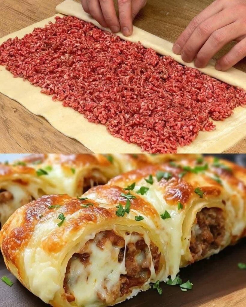 How to Make Cheesy Ground Beef Pastry Roll - All Recipes