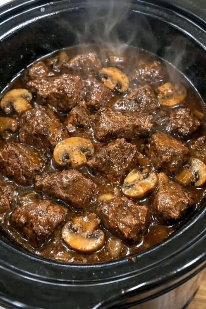 Slow Cooker Garlic Butter Beef & Mushrooms - All Recipes